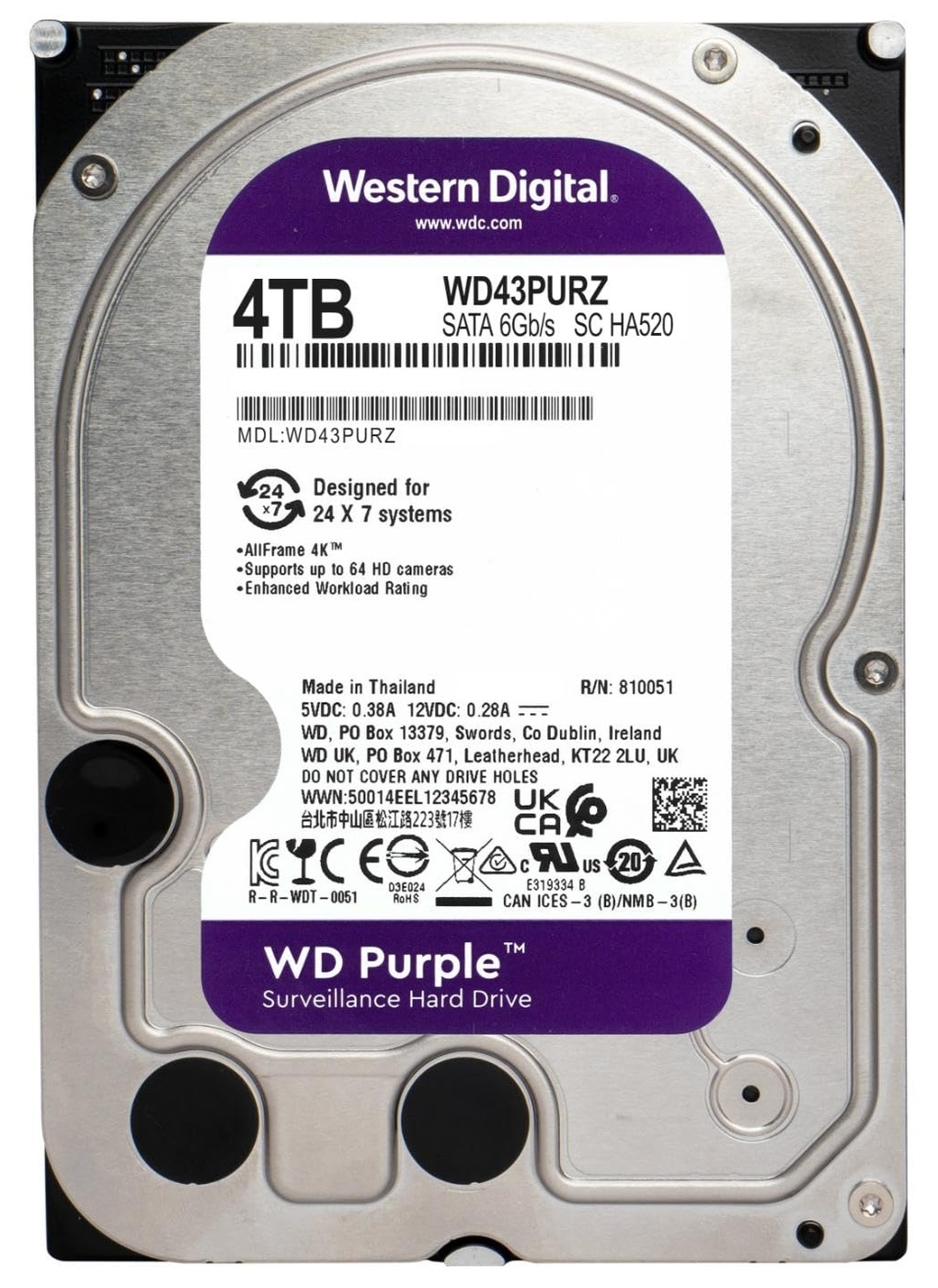 WD 4TB PURPLE SURVEILLANCE HARD DISK WD40PURZ